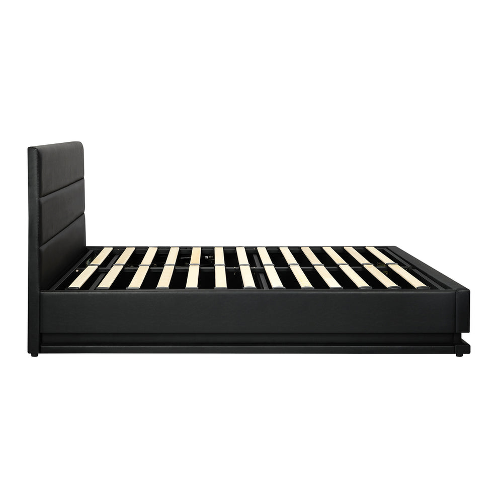 Nate Faux Leather Gas Lift Bed with LED - Double | Original Mattress ...