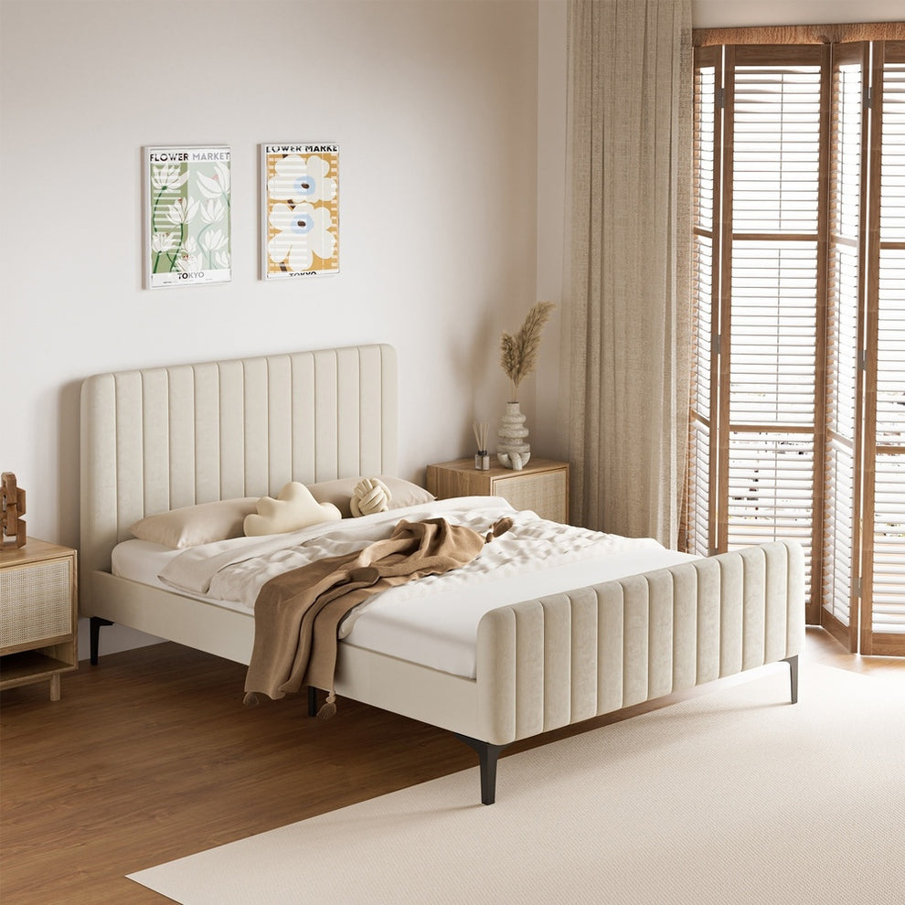 Emily Beige Bed - Double | Original Mattress Factory Australia